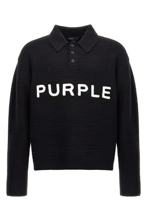 PURPLE BRAND Logo Embroidery Sweater - Black