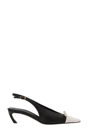 LANVIN Bico Leather Slingbacks - White/black