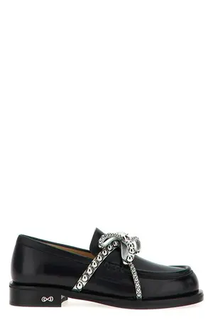 Mach & Mach Crystal Studs Leather Loafers