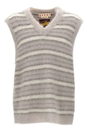 Marni Striped Mohair Blend Vest - Gray