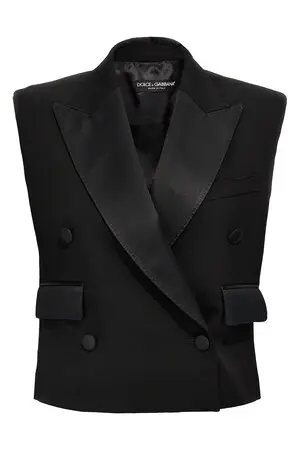 Dolce & Gabbana Wool Gabardine Tuxedo Vest
