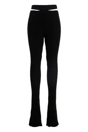 ANDREĀDAMO Ribbed Flared Trousers - Black