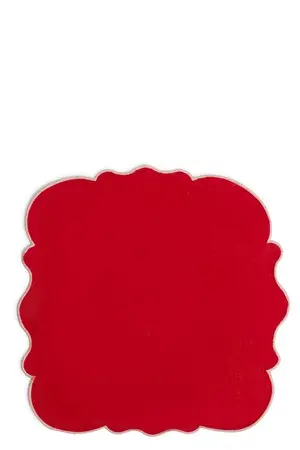 BITOSSI Set Of 2 Napkins With Scalloped Edge - Red