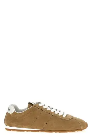 Miu Miu Plume Suede Sneakers - Beige