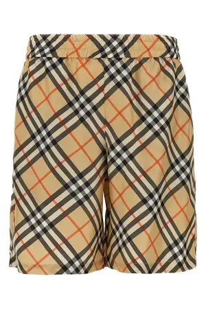 Burberry Check Silk Bermuda Shorts - Beige