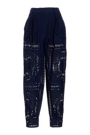 Alberta Ferretti Embroidered Cotton Blend Pants