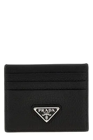 Prada Logo Leather Cardholder - Black