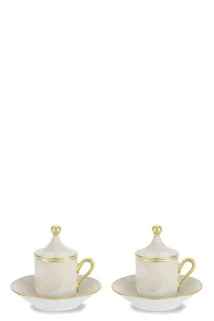 GINORI 1735 Set Of 2 Cups With Saucer And Lid - Beige