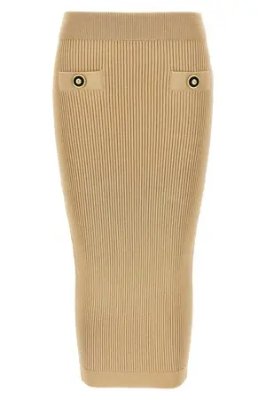 Balmain Ribbed Knit Midi Skirt