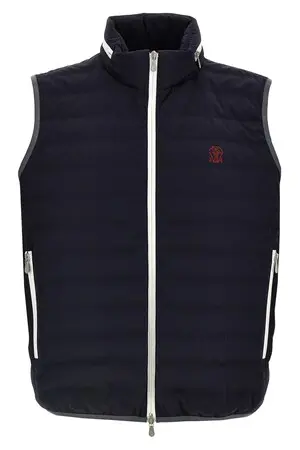 Brunello Cucinelli Logo Embroidered Technical Fabric Puffer Vest