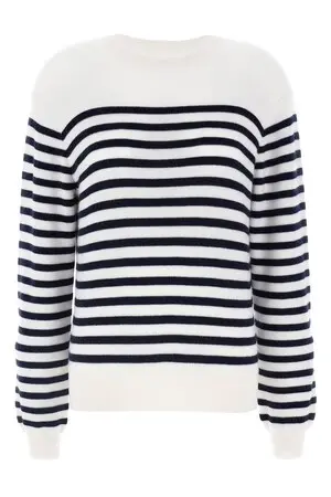 Khaite Viola Striped Cashmere Sweater - White/black