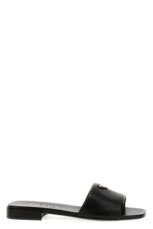 Prada Logo Leather Sandals