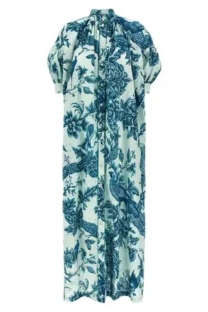 F.R.S FOR RESTLESS SLEEPERS Mede Floral Print Sangallo Lace Shirt Dress
