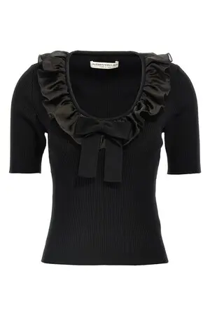 Alessandra Rich Ruffle Cashmere-blend T-shirt
