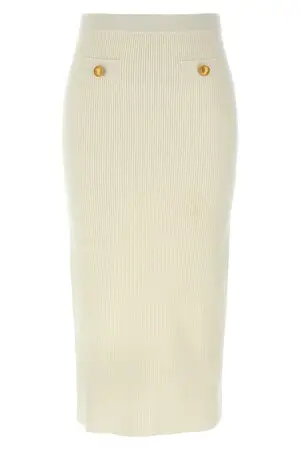 Alessandra Rich Ribbed Wool And Cashmere Midi Skirt