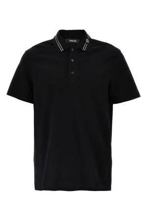 Versace Medusa Embroidery' Polo Shirt - Black