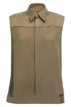 AMI Paris Viscose Blend Sleeveless Shirt