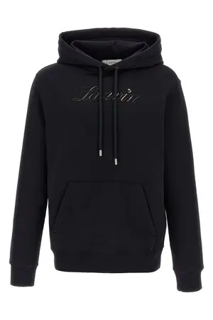 LANVIN Logo Embroidered Fleece Cotton Hoodie