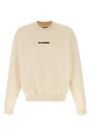 JIL SANDER Logo Brushed Cotton Sweatshirt - Beige