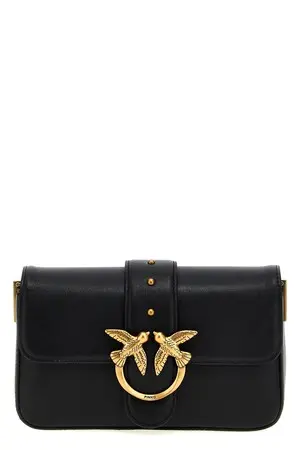 Pinko Leather Mini Love Slouchy Shoulder Bag - Black