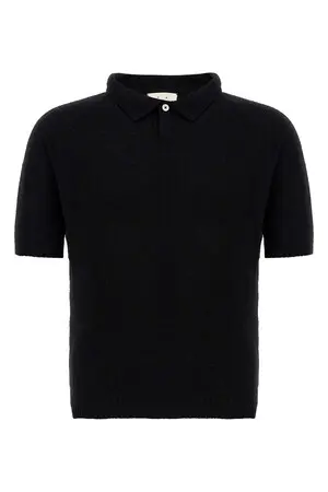 MA'RY'YA Bouclé Cotton Polo Shirt - Black