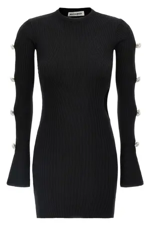 Mach & Mach Cut-out Crystal Bow Mini Dress