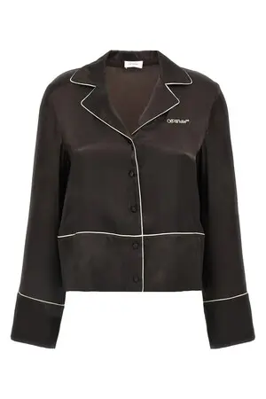 Off-White Silk Blend Pajama Shirt - Black