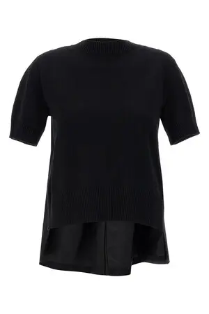 Sacai Patchwork Cotton Blend Sweater - Black