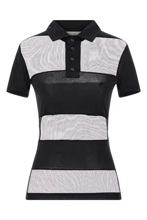 Coperni Sheer Striped' Polo Shirt - Black