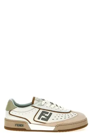 Fendi Match Leather Sneakers - Beige