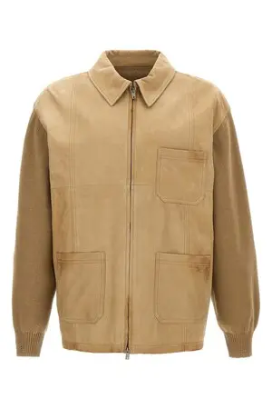 GOLDEN GOOSE Neil Wool Blend And Nubuck Leather Jacket - Beige