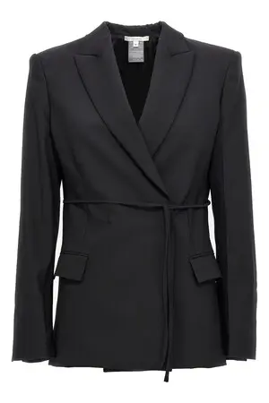 NENSI DOJAKA Double Breast Drawstring Blazer Jacket