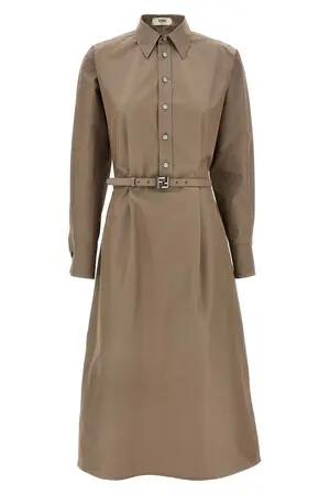 Fendi Cotton And Silk Blend Midi Chemisier Dress