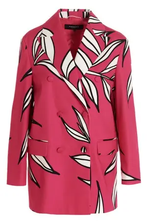 Rochas Floral Print Double Breasted Blazer Jacket