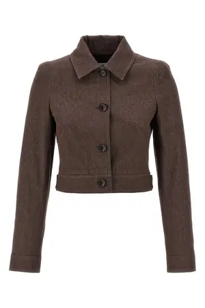 Max Mara Carpa Cotton Denim Effect Cropped Blazer