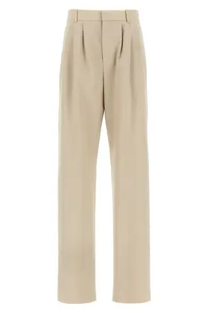 Saint Laurent Wool Pleated Wide Leg Trousers