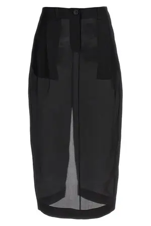 Khaite Lucian Silk Organza Midi Skirt