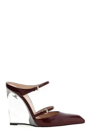Gucci Leather Sabots With Transparent Wedge