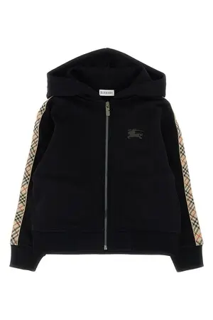 Burberry Clyde' Cotton Hoodie With Check Trim