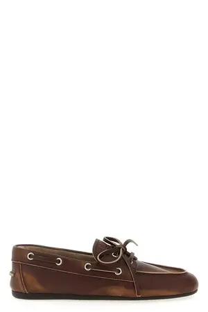 Miu Miu Vintage-effect Leather Boat Shoe