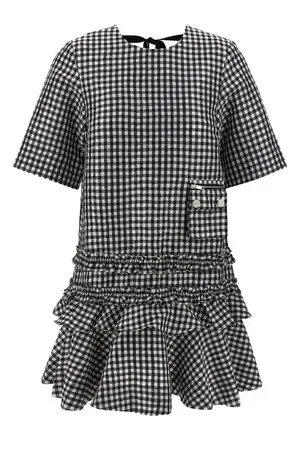 GANNI Crinkled Check Mini' Dress