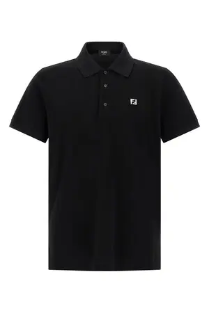 Fendi Ff Metallic Logo Polo Shirt - Black