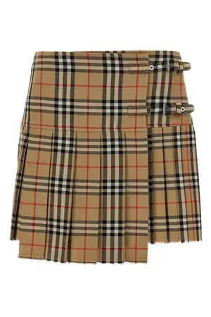 Burberry Check Wool Kilt Skirt