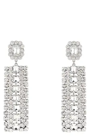 SELF-PORTRAIT Multi Crystal Droplet Earrings - Silver