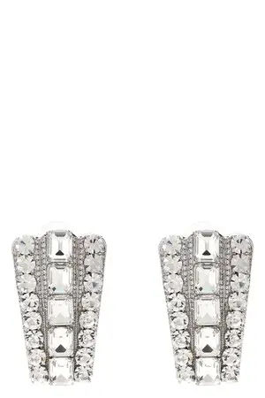 SELF-PORTRAIT Multi Crystal Earrings - Silver