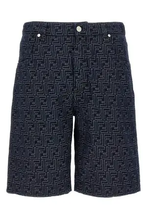 Fendi Bermuda Jeans Jacquard Ff - Blue