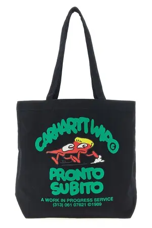 Carhartt Work In Progress Canvas Graphic Tote' Shopping Bag - Black