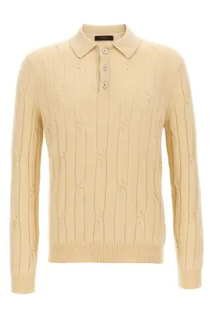 ZANONE Braided Wool Polo Shirt - Beige
