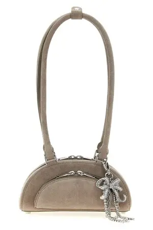 SELF-PORTRAIT Suede Mini With Charm' Shoulder Bag - Gray