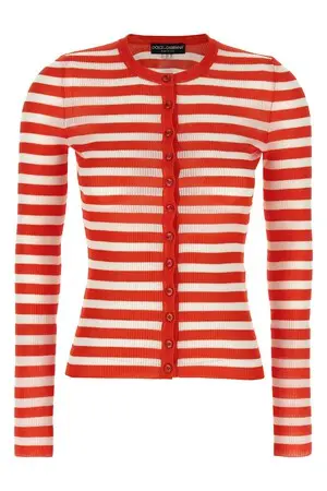 Dolce & Gabbana Striped Viscose Cardigan - Orange
